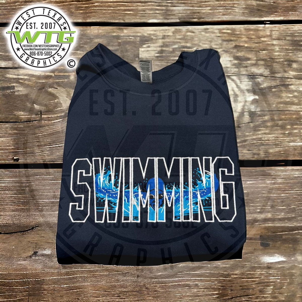 Swimming Wording Embroidery File | West Texas Graphics