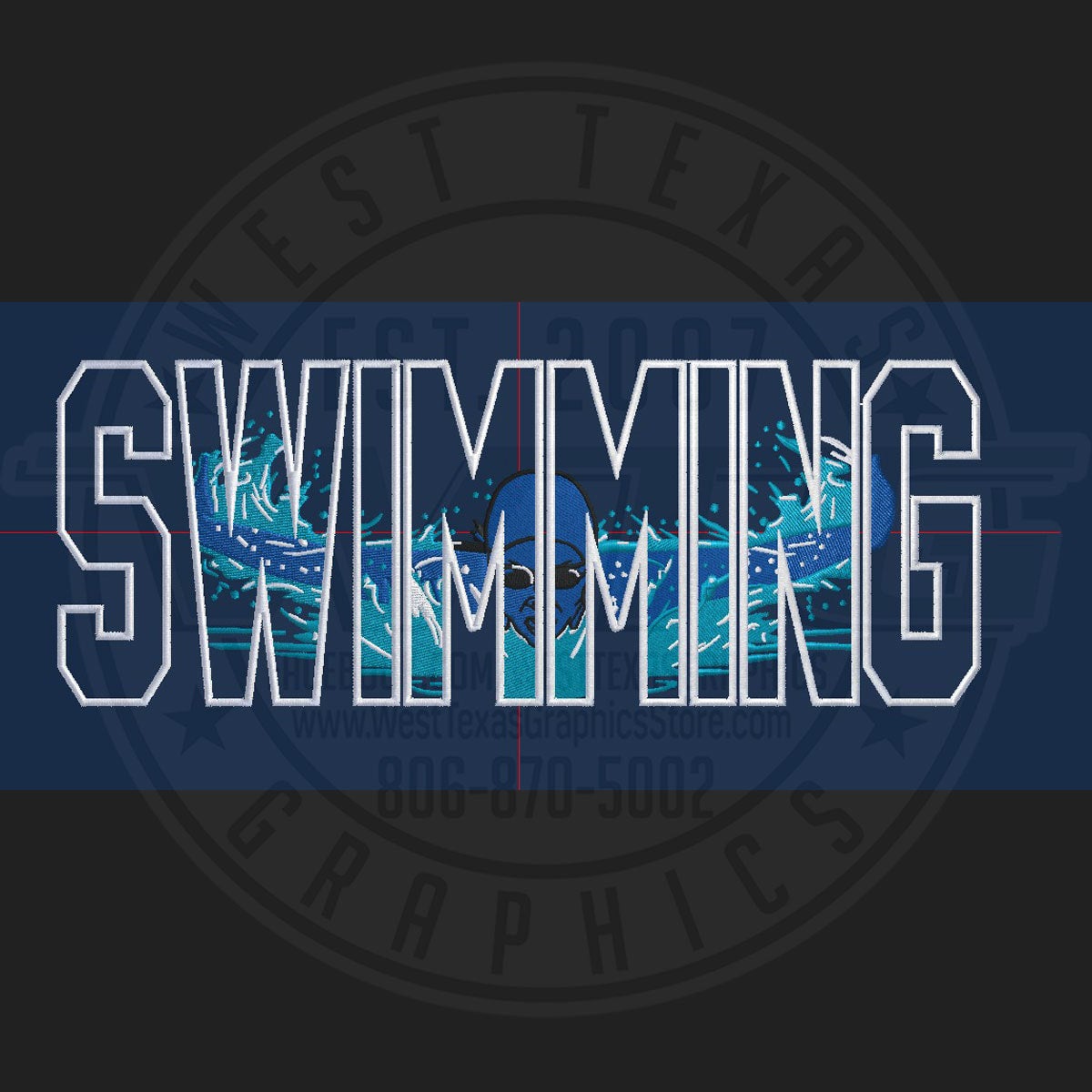 Swimming Wording Embroidery File | West Texas Graphics